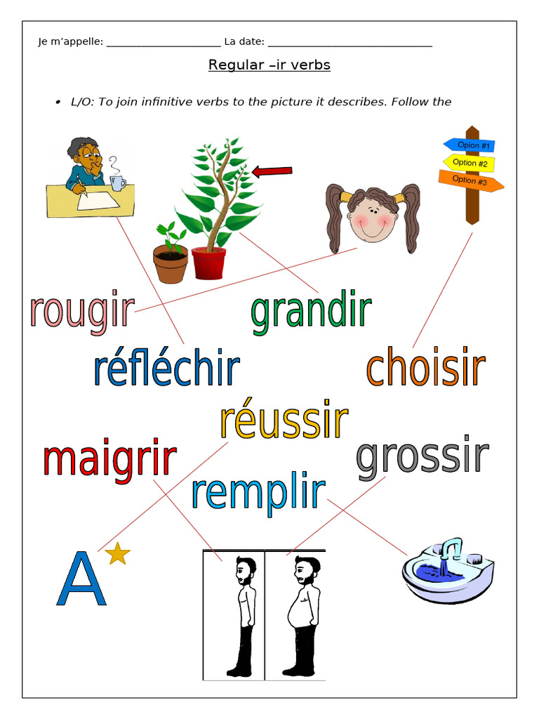 4a Word Pic Matching Ir Reg Verbs CORRIGES | PDF