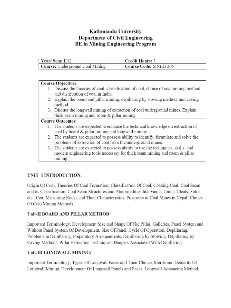 Underground Coal Mining | PDF