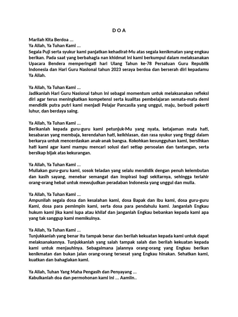 Doa Hari Guru | PDF