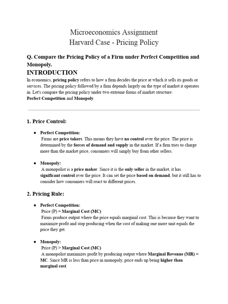 Lakshya Goyal 23198 BMS B Microeconomics Assignment 3 | PDF | Monopoly | Perfect Competition