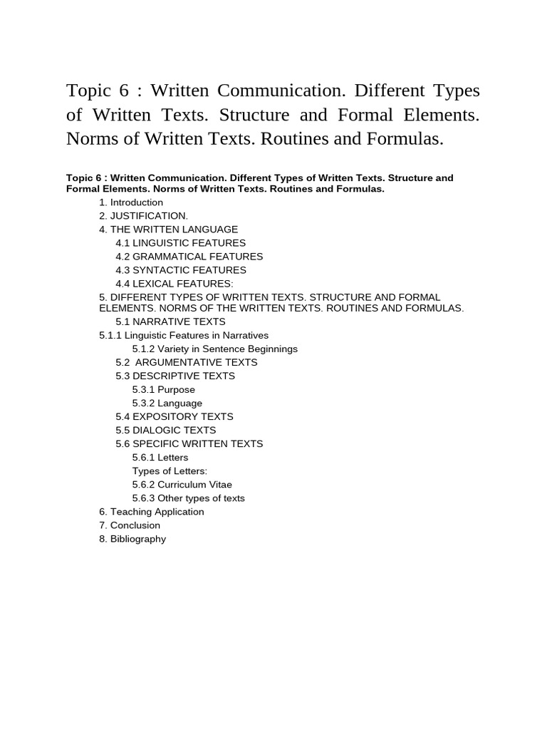 Types and Structure of Written Texts | PDF | Linguistics | Narrative
