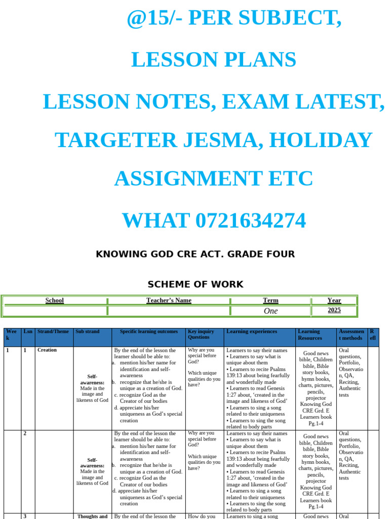 Grade 4 Term 1 Cre Schemes | PDF | Bible | Anger