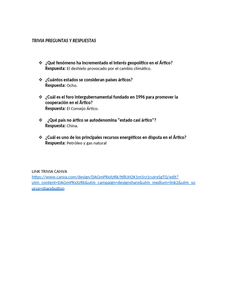 Trivia Preguntas y Respuestas | PDF