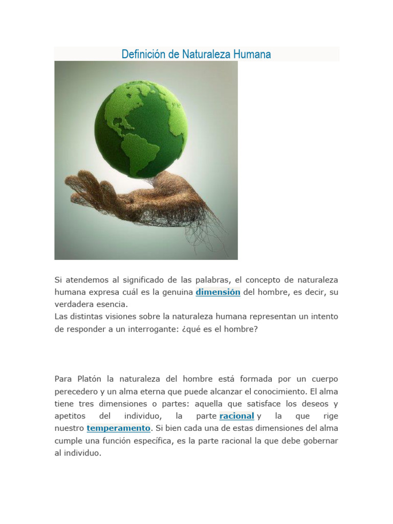 Definición de Naturaleza Humana | PDF | La naturaleza humana | Mente