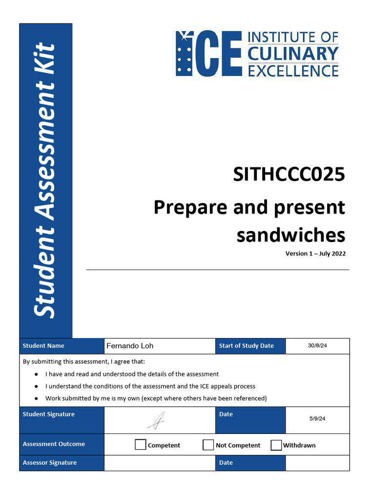 Sandwich Preparation Assessment Guide | PDF | Sandwich | Foods