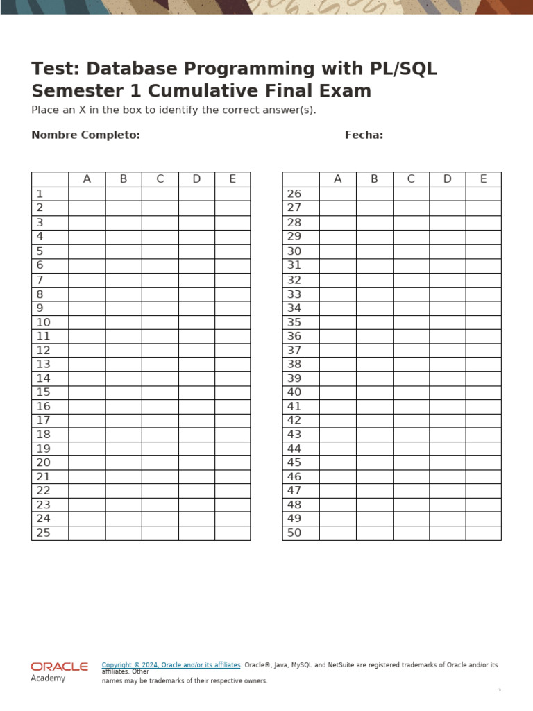 PL/SQL Database Programming Exam | PDF | Oracle Database | Data ...