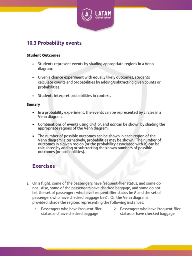 10.3A Probability Events | PDF | Probability Theory | Applied Mathematics