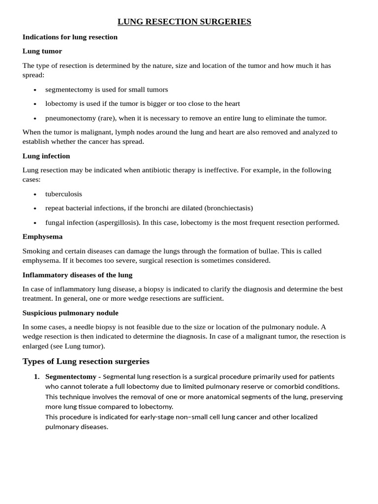 Lung Resection Surgeries | PDF | Lung Cancer | Surgery
