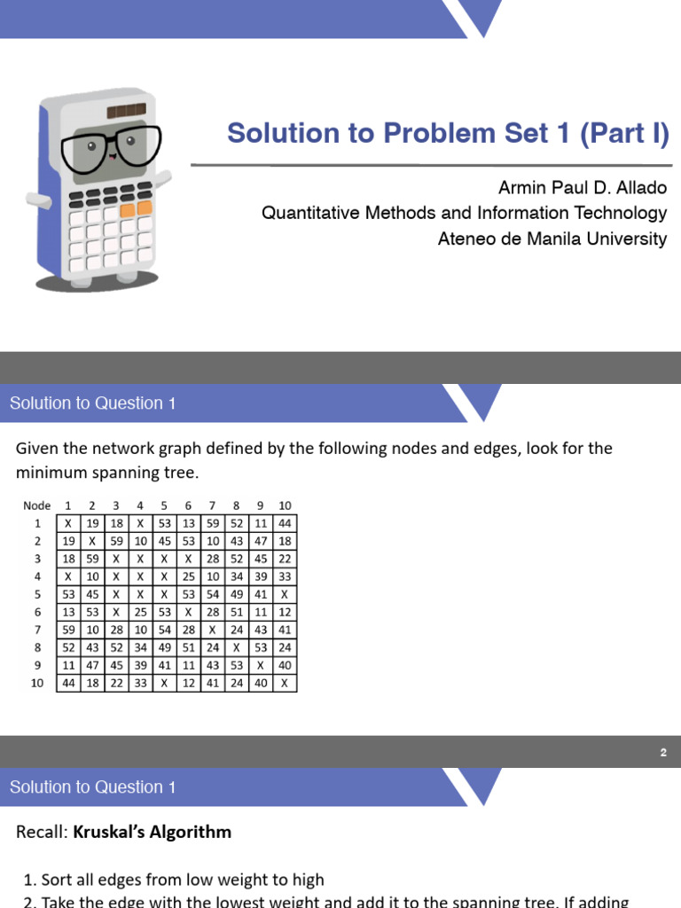 Solution To Problem Set 1 Part I 1 | PDF | Graph Theory | Mathematical ...