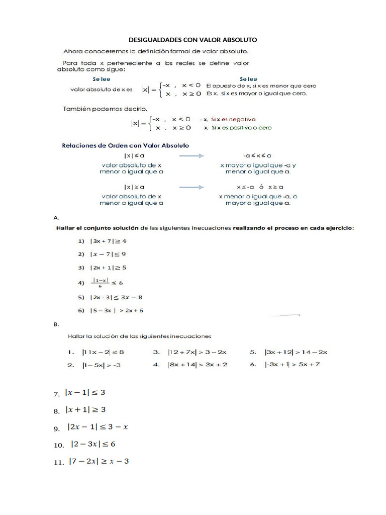 Desigualdades Con Valor Absoluto | PDF
