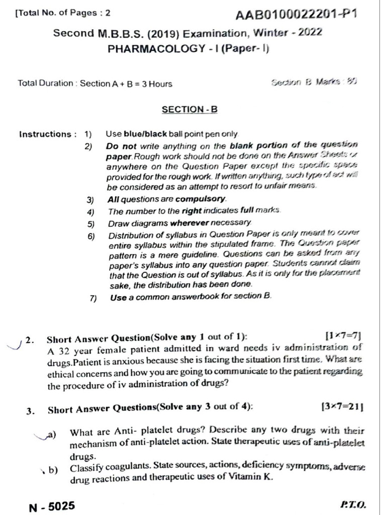 2nd Mbbs Muhs Pyqs 2022 | PDF