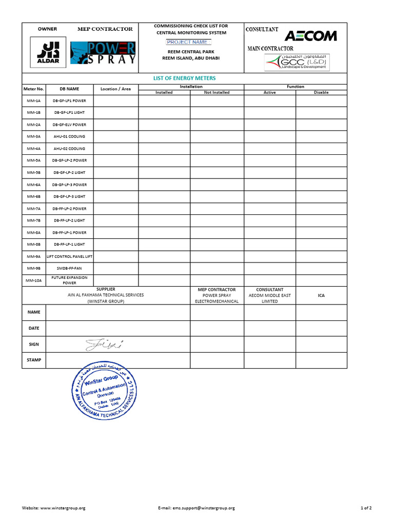 WinStar Comm. Check List 2 of 2 for CMS | PDF | Hydraulic Engineering