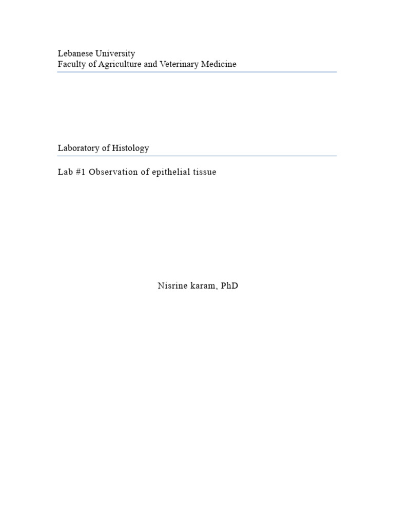 Laboratory Histology 2023 | PDF | Epithelium | Muscle