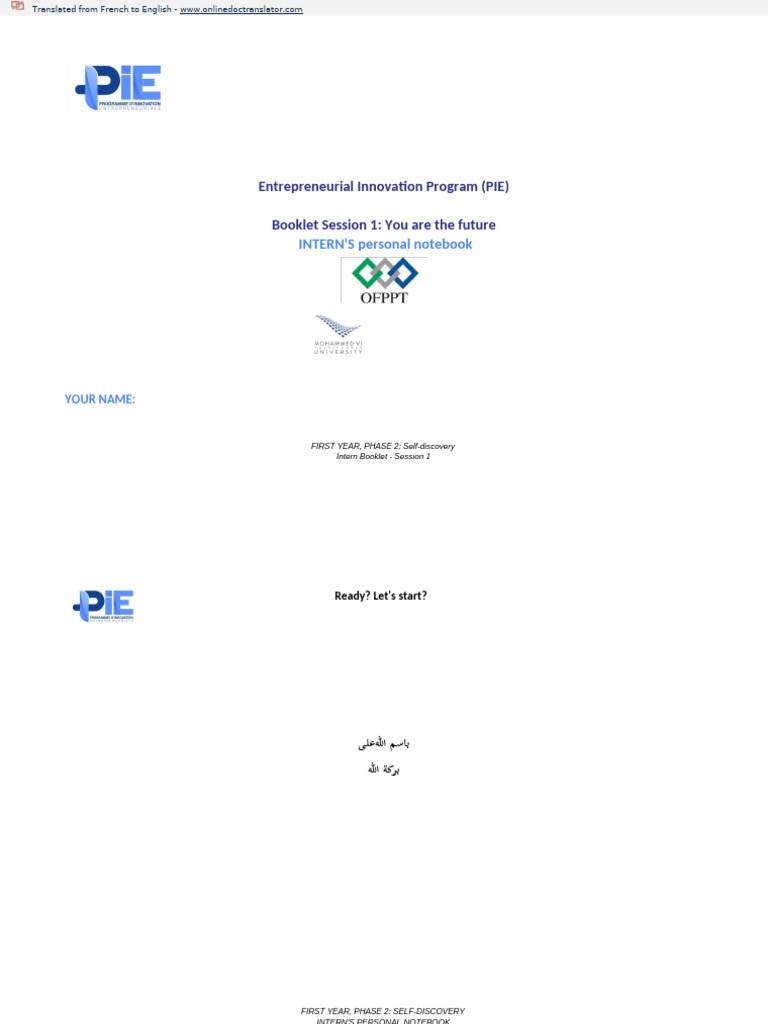 PIE-A1-P2-Séance 1-Booklet Votre Êtes Le Futur Okk - Fr.en | PDF | Goal ...