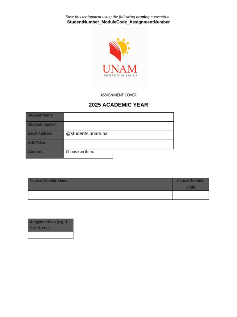 UNAM Assignment Cover Page 2025 | PDF