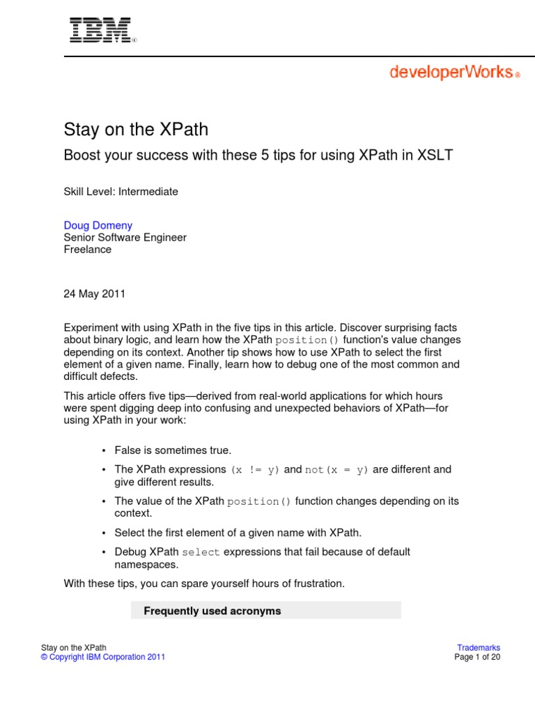 Stay On The Xpath Boost Your Success With These 5 Tips For Using Xpath In Xslt Pdf X Path 
