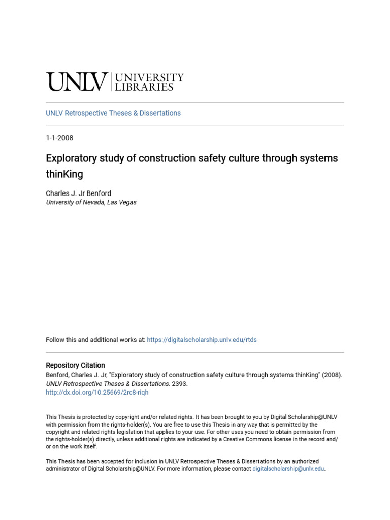 Exploratory Study of Construction Safety Culture Through Systems | PDF ...