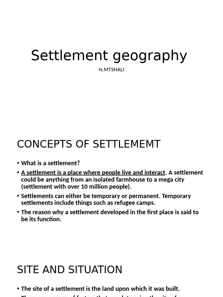 Settlement Geography | PDF | Urbanization | Agriculture