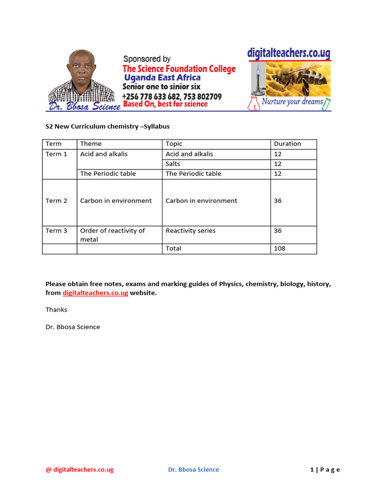 S2 New Chemistry Curriculum | PDF