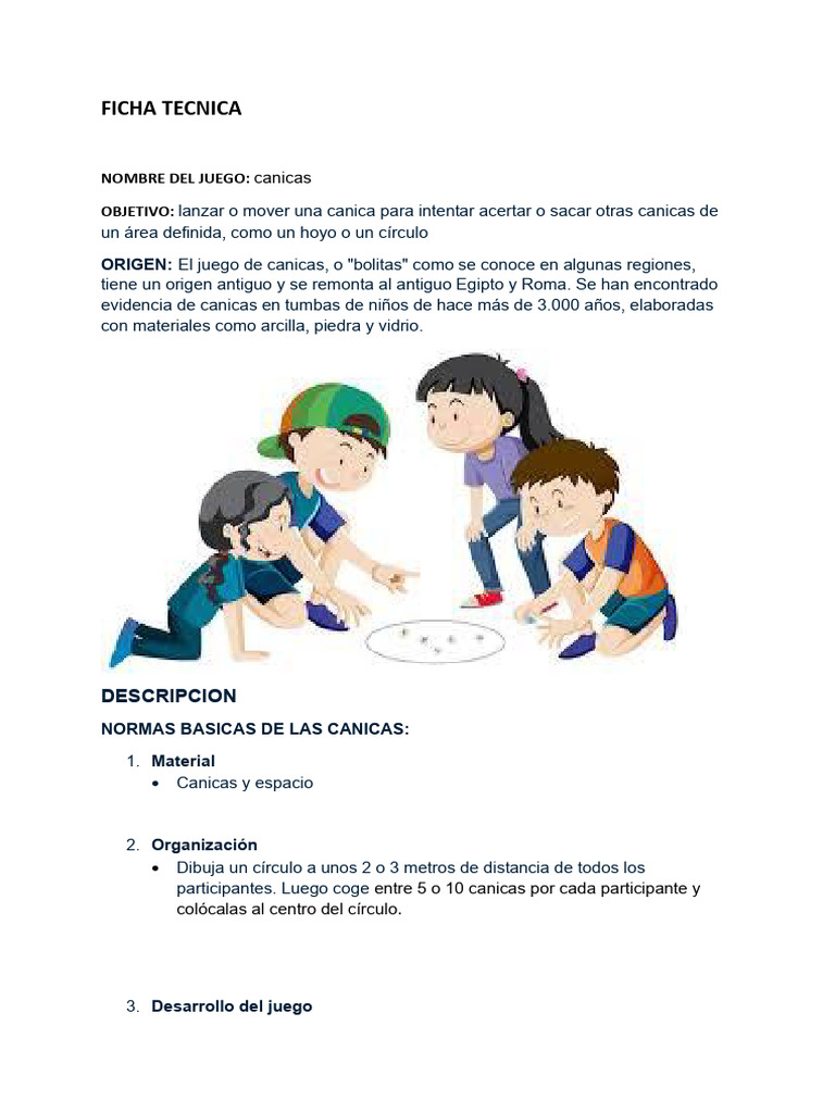 Reglas y Origen del Juego de Canicas | PDF
