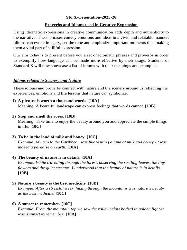 STD X Proverbs Orientation Final | PDF | Idiom