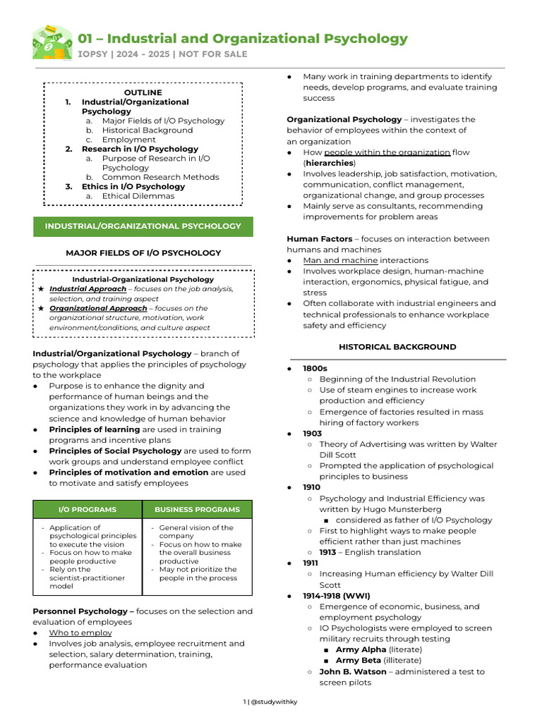 Industrial-Organizational Psychology Overview | PDF | Industrial And ...