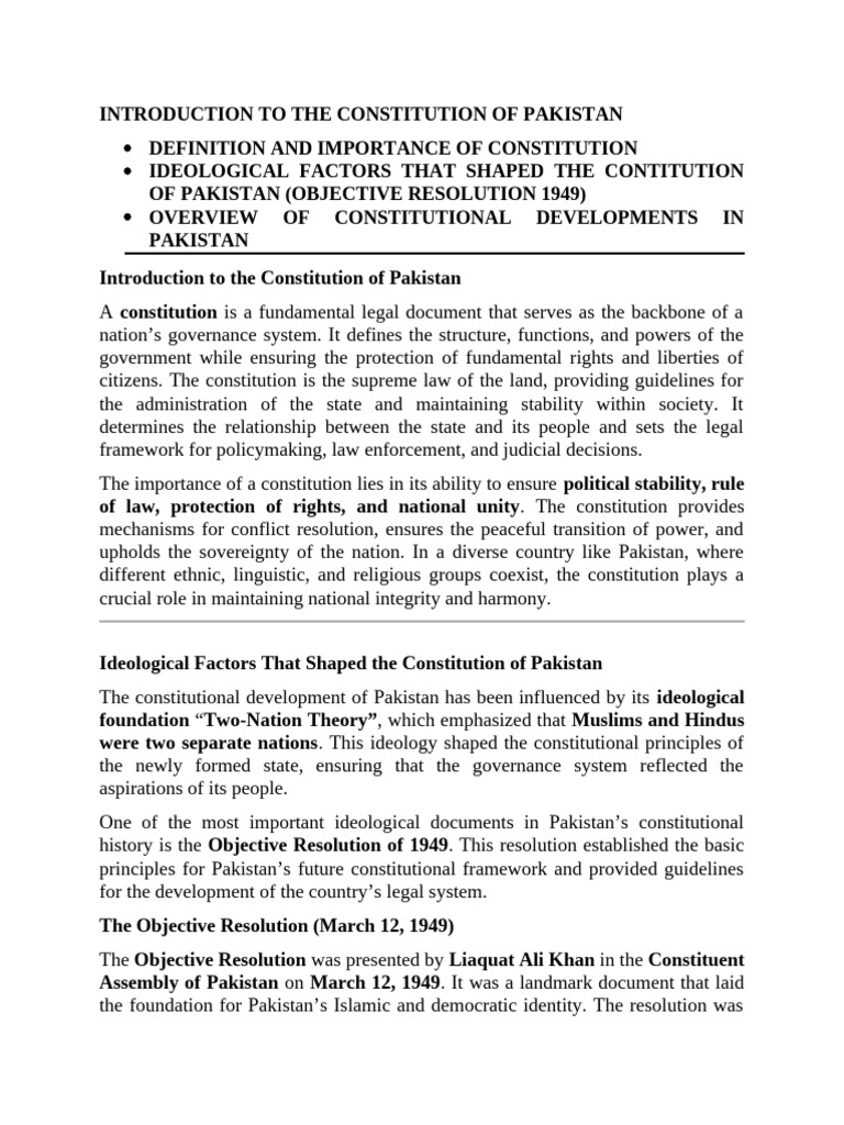 Overview of Pakistan's Constitution | PDF | Pakistan | Constitution