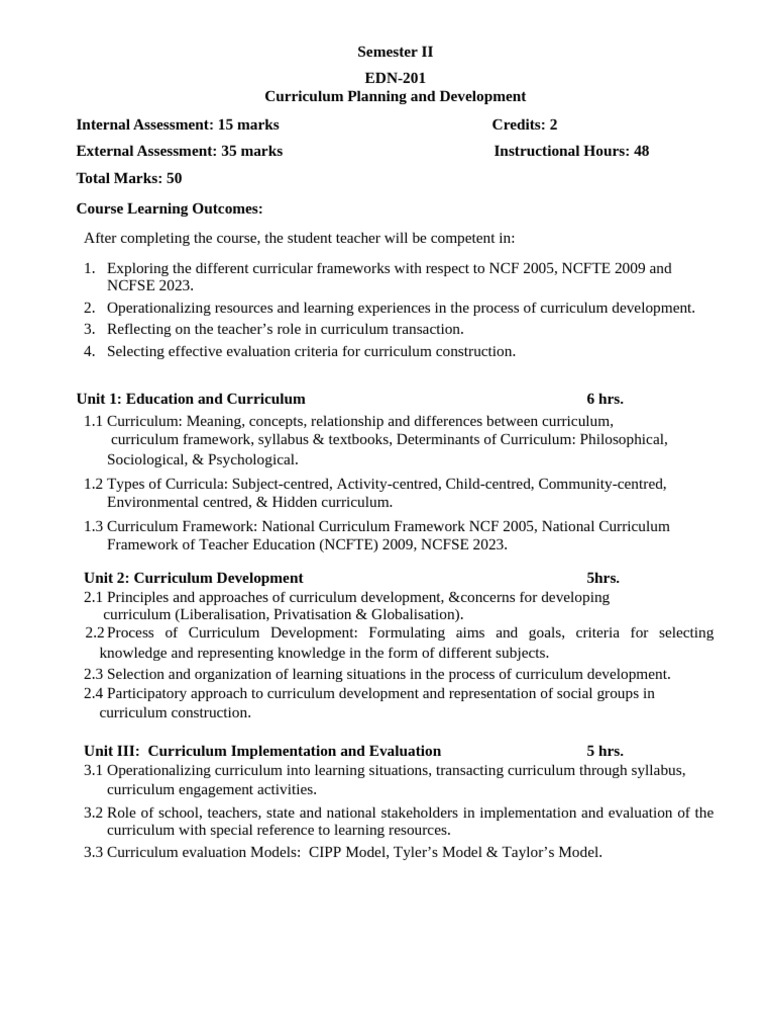 B.Ed 2nd Semester Syllabus Overview | PDF | Educational Assessment ...