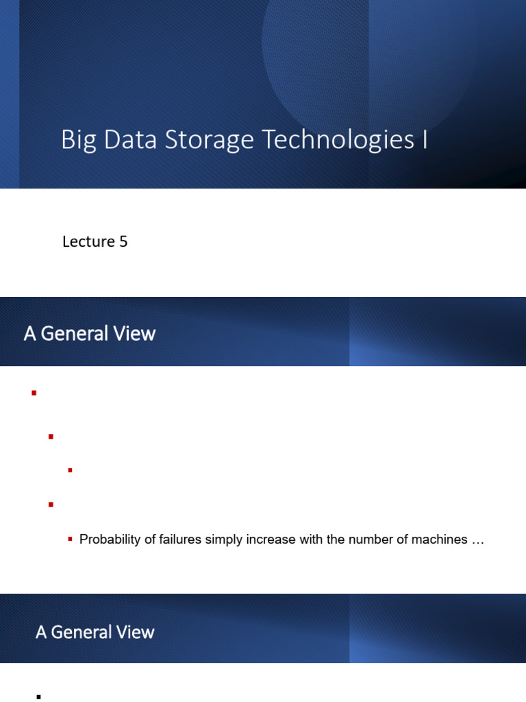 Lec 5 - Big Data Storage Technologies I - Hadoop | PDF | Apache Hadoop | Computer Data Storage