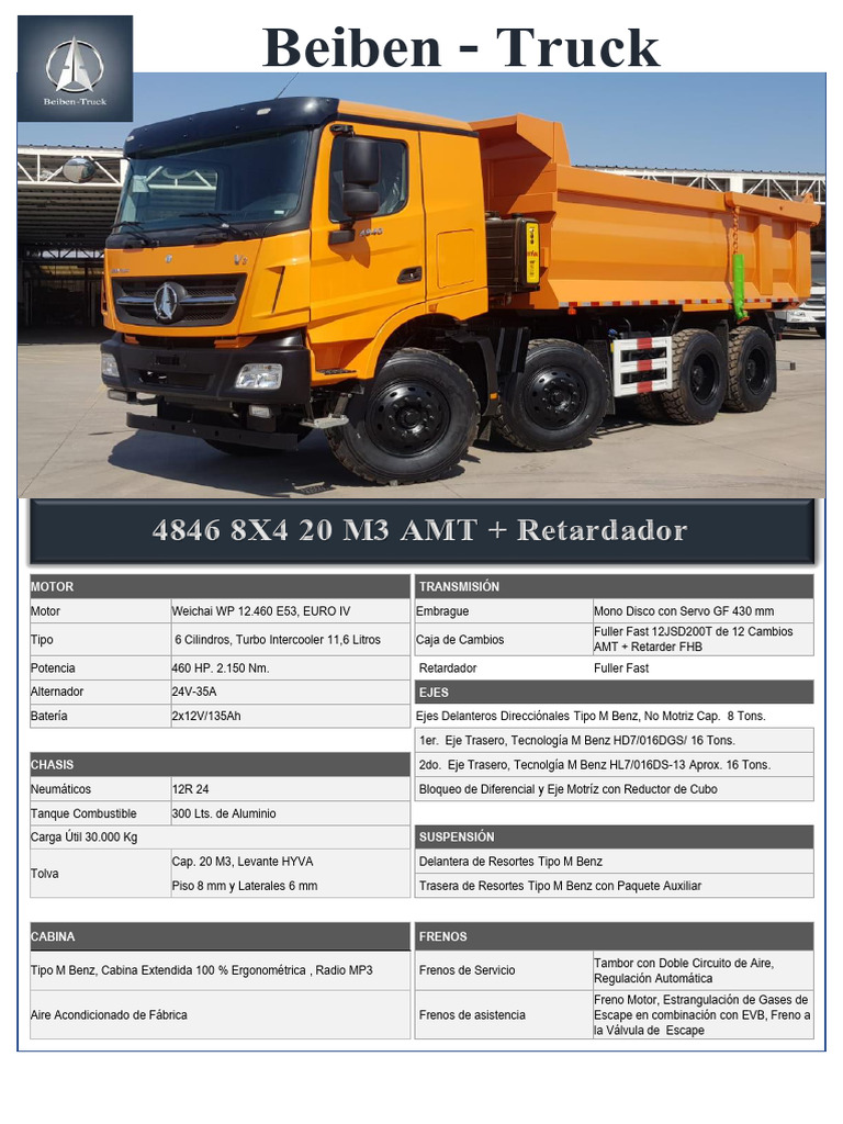 4846 8X4 20 M3 AMT + Retardador: Motor Transmisión | PDF | Eje | Carros deportivos