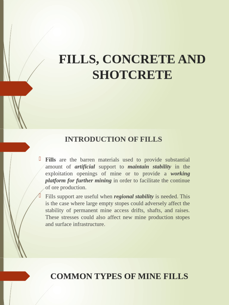 Lecture 5 (Concrete, Fills and Shotcrete) | PDF | Concrete | Civil Engineering
