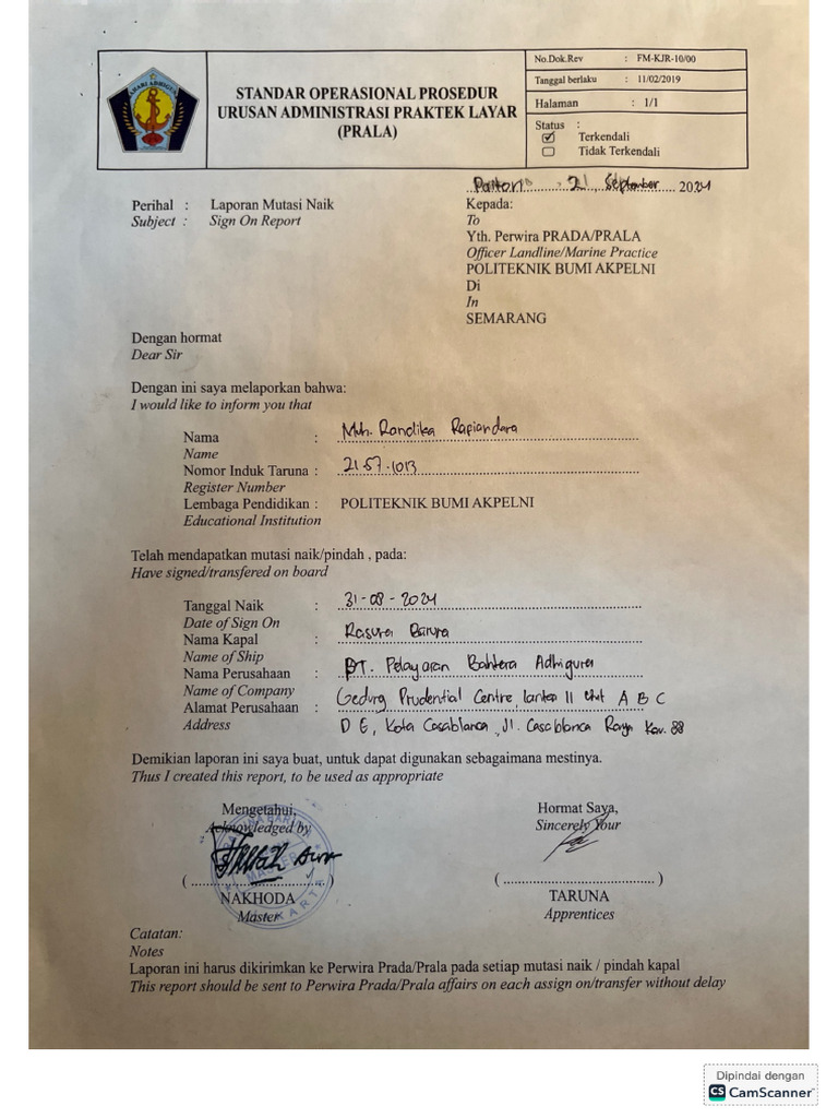 Sop Pba, M.randika Rafiandan, Trok, 21.57.1 | PDF