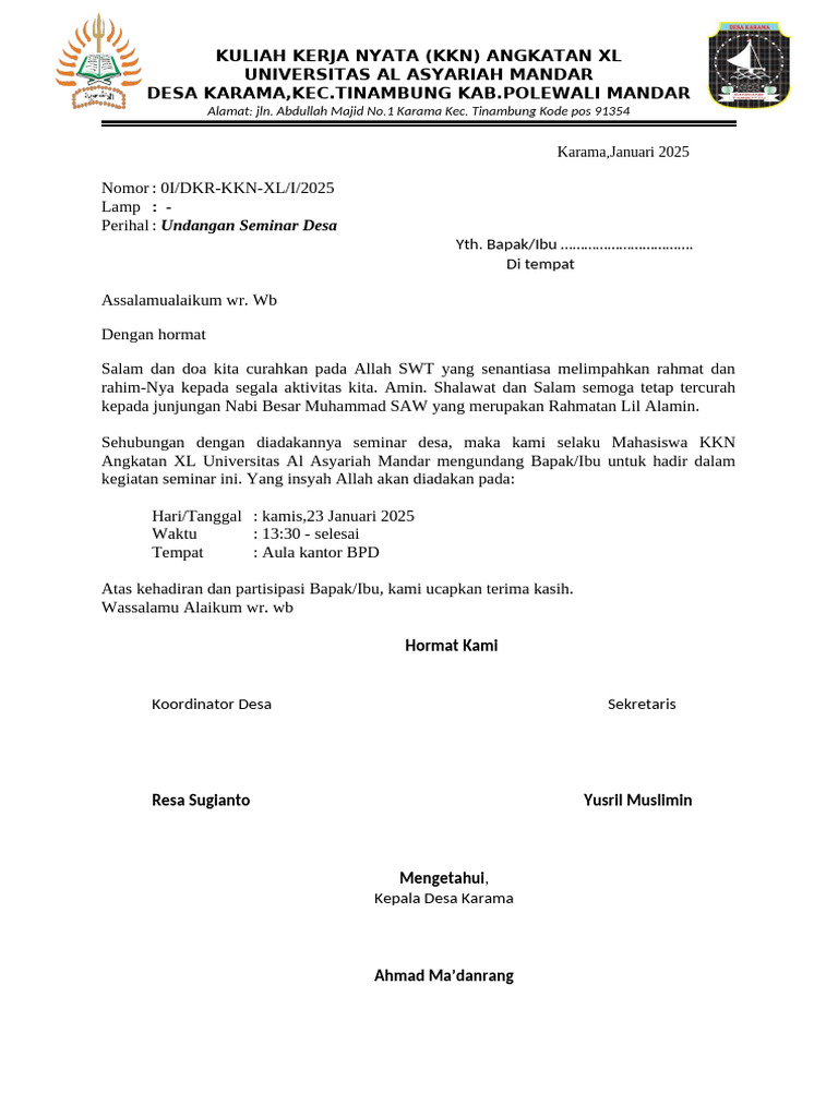 Undangan Seminar KKN | PDF