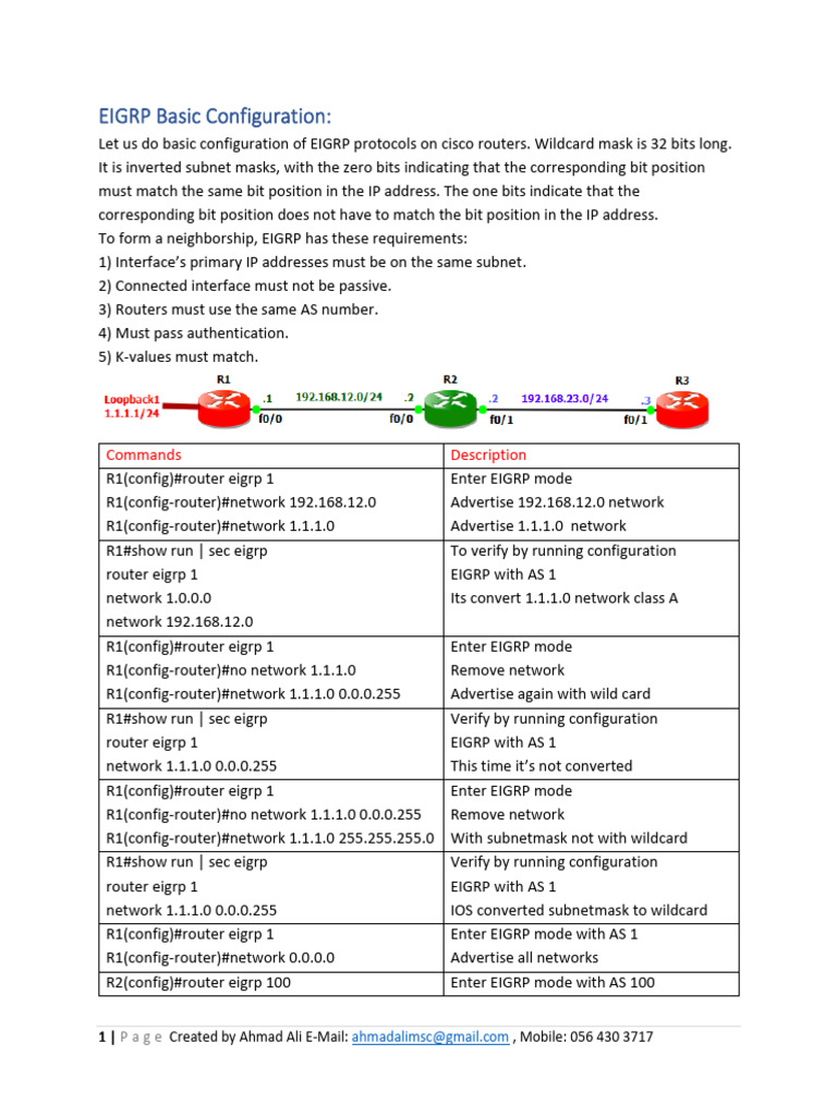 2 EIGRP+Basic+Configuration | PDF | Computer Network | Computer Science