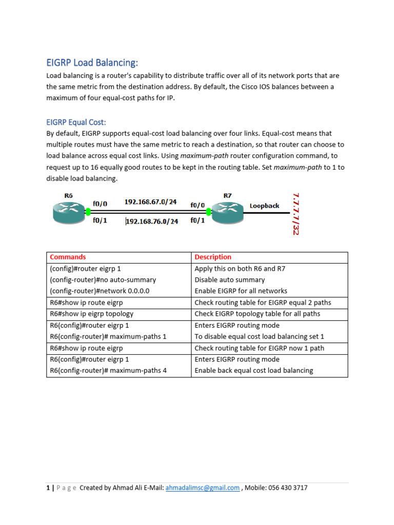 EIGRP Load Balancing | PDF