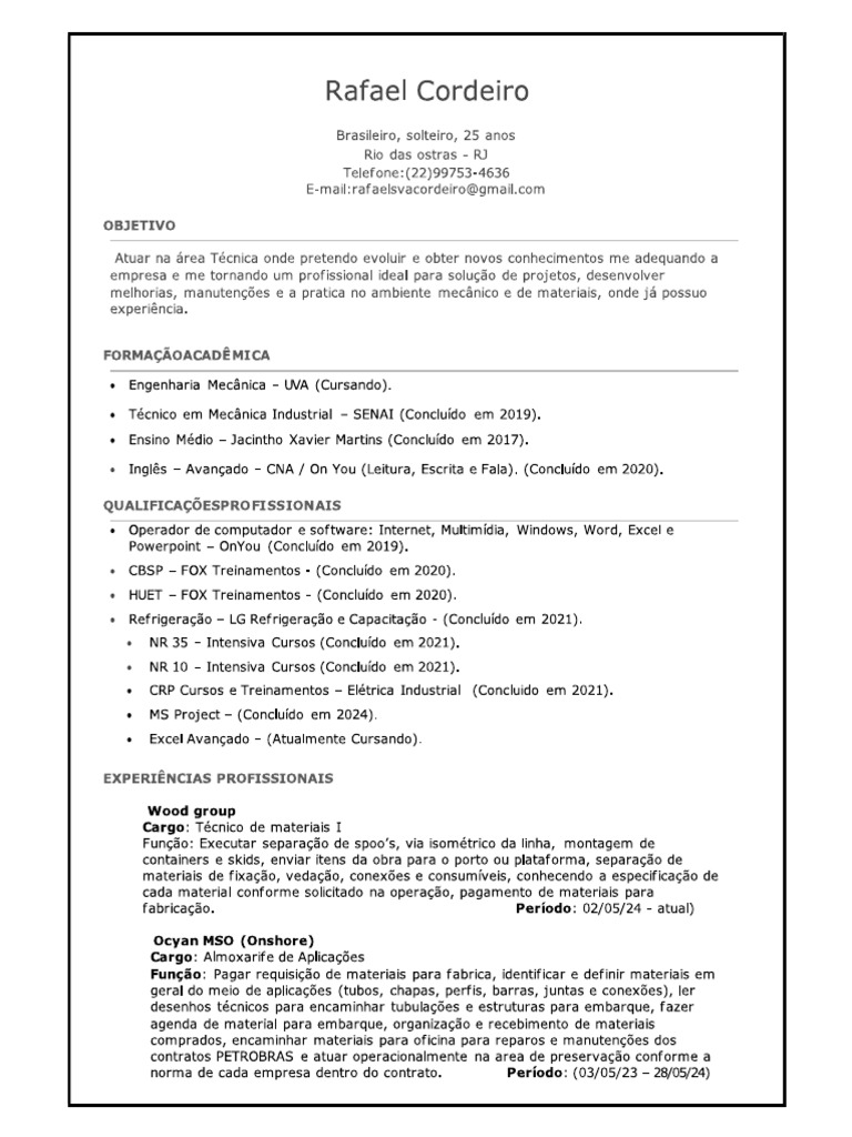 CV-Rafael Cordeiro 2025 | PDF