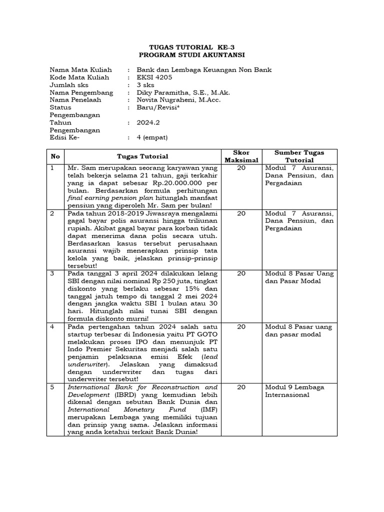 Tugas Tutorial Ke 3 - 2024.2 | PDF
