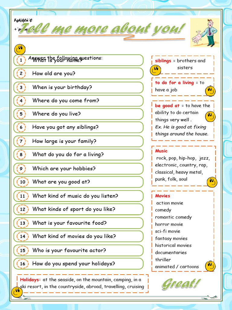 All About You Introduce Yourself Icebreakers Oneonone Activities 117524 ...