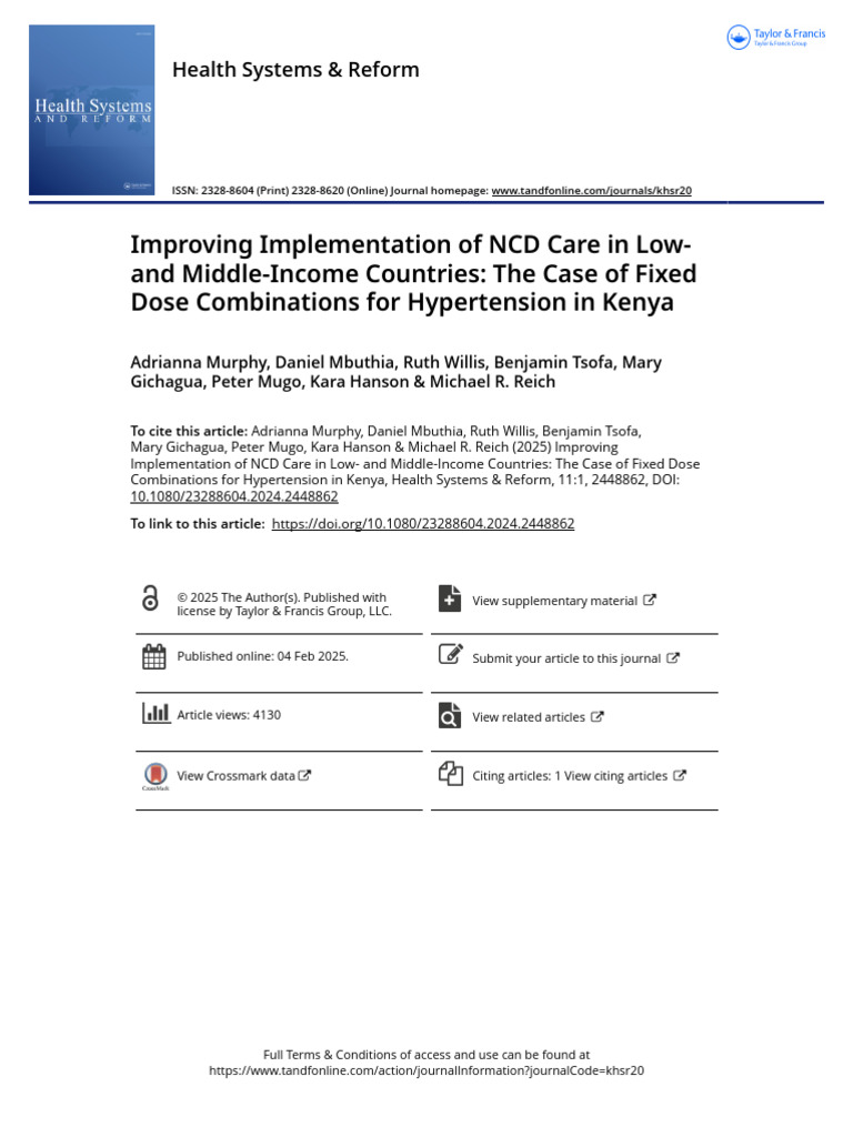 Improving Implementation of NCD Care in Low - and Middle-Income ...