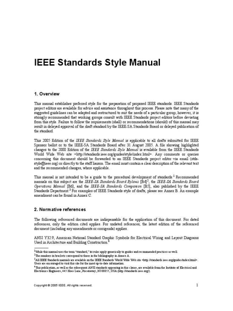 IEEE Standards Style Manual | PDF | Citation | Trademark