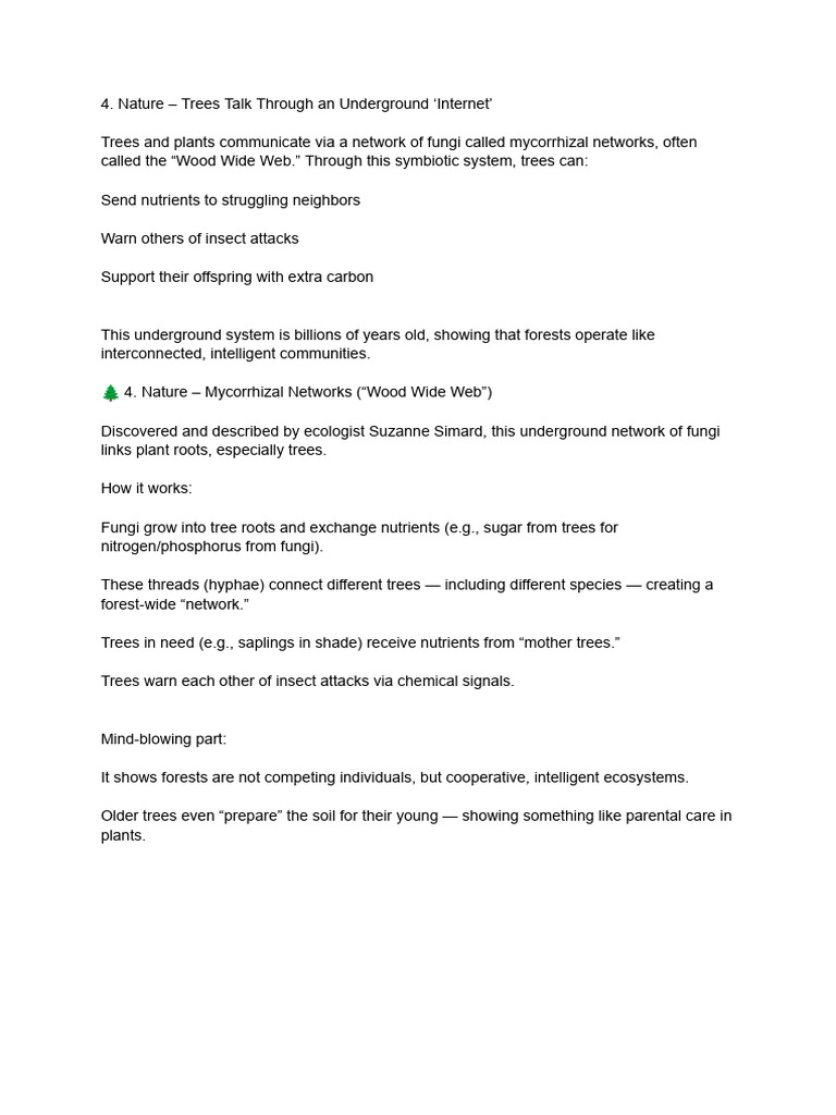 Nature - Trees Talk Through An Underground Internet' | PDF