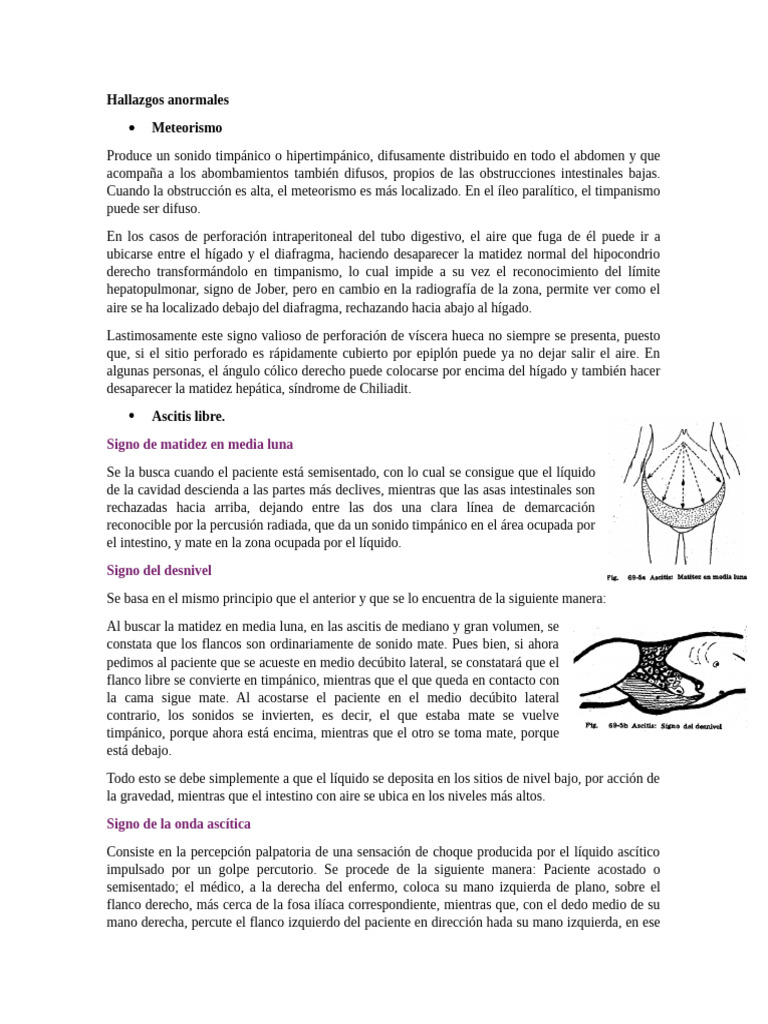 Signos de Percusión Abdominal | PDF | Abdomen | Hígado