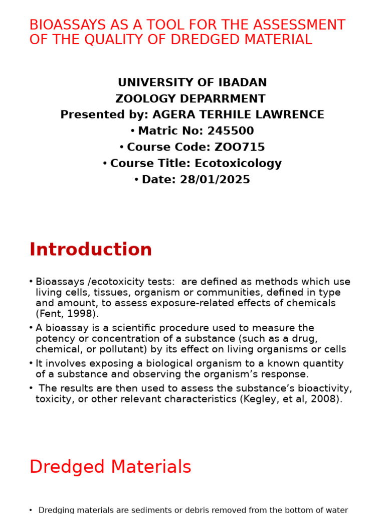 Bioassays for Assessing Dredged Material Quality | PDF | Assay | Ecology
