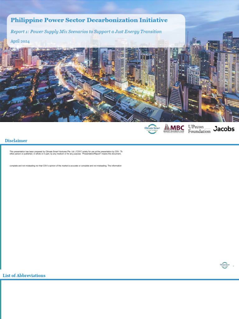 Report 1 Philippine Power Sector Decarbonization Initiative | PDF ...