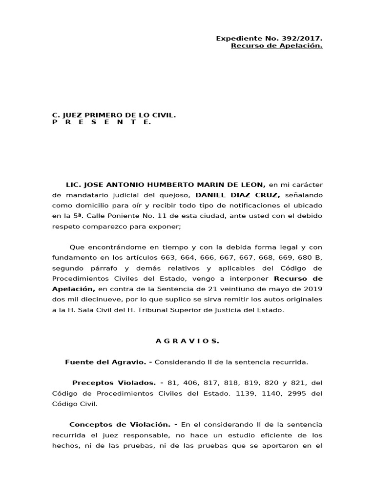 Apelacion Contra Sentencia. | PDF | Propiedad | Apelación