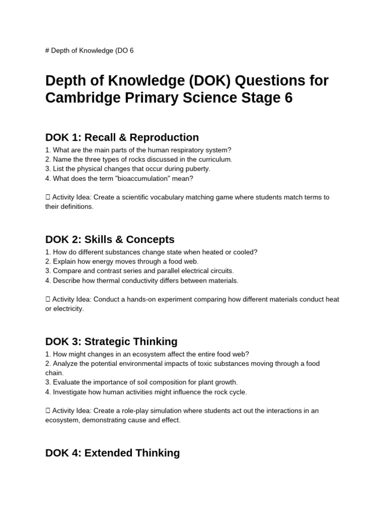Grade Level 7 - DOK Questions | PDF