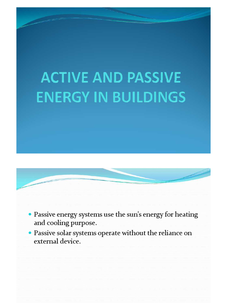 Active and Passive Energy in Buildings | PDF