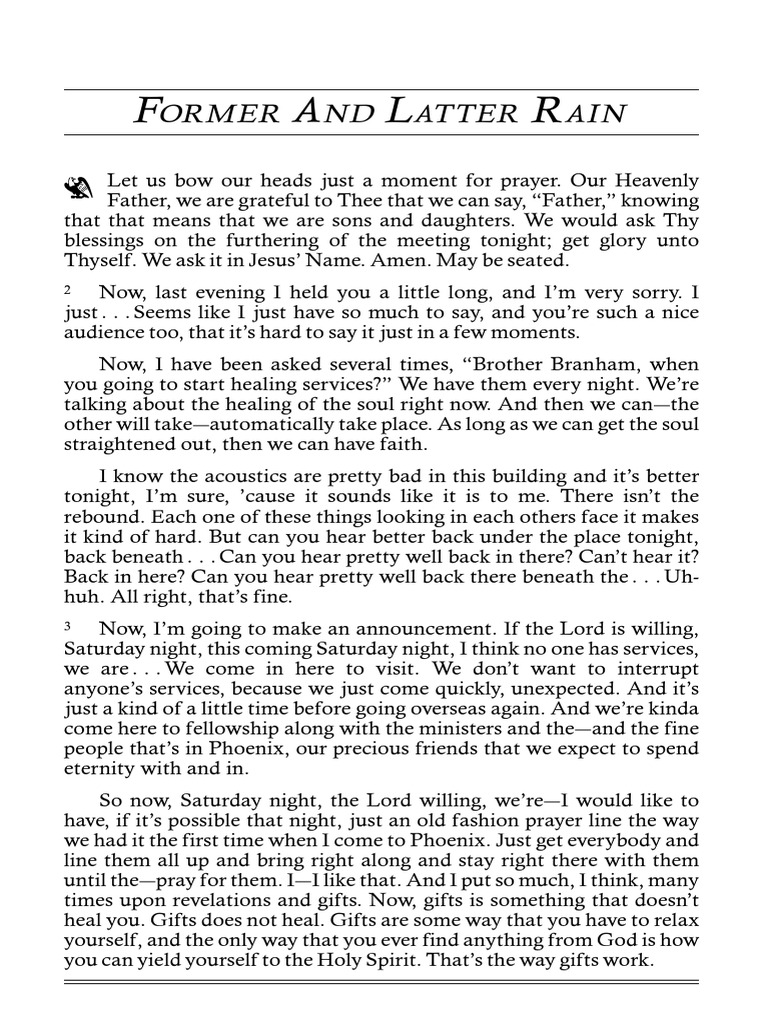60-0303 Former and Latter Rain VGR | PDF | Jesus | Prophet