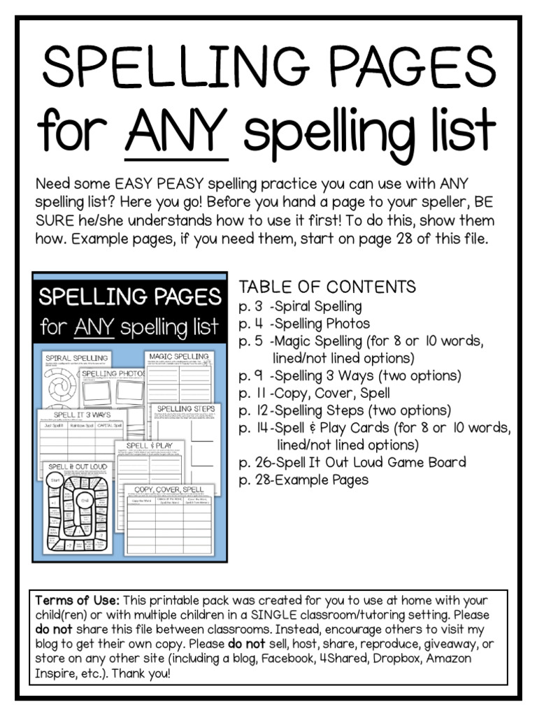 Easy Spelling Practice Activities | PDF