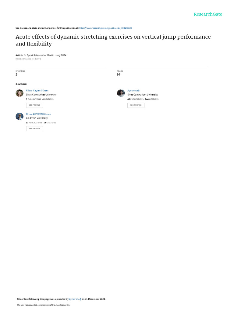 Acute Effects of Dynamic Stretching Exercises On Vertical Jump | PDF | Flexibility (Anatomy ...